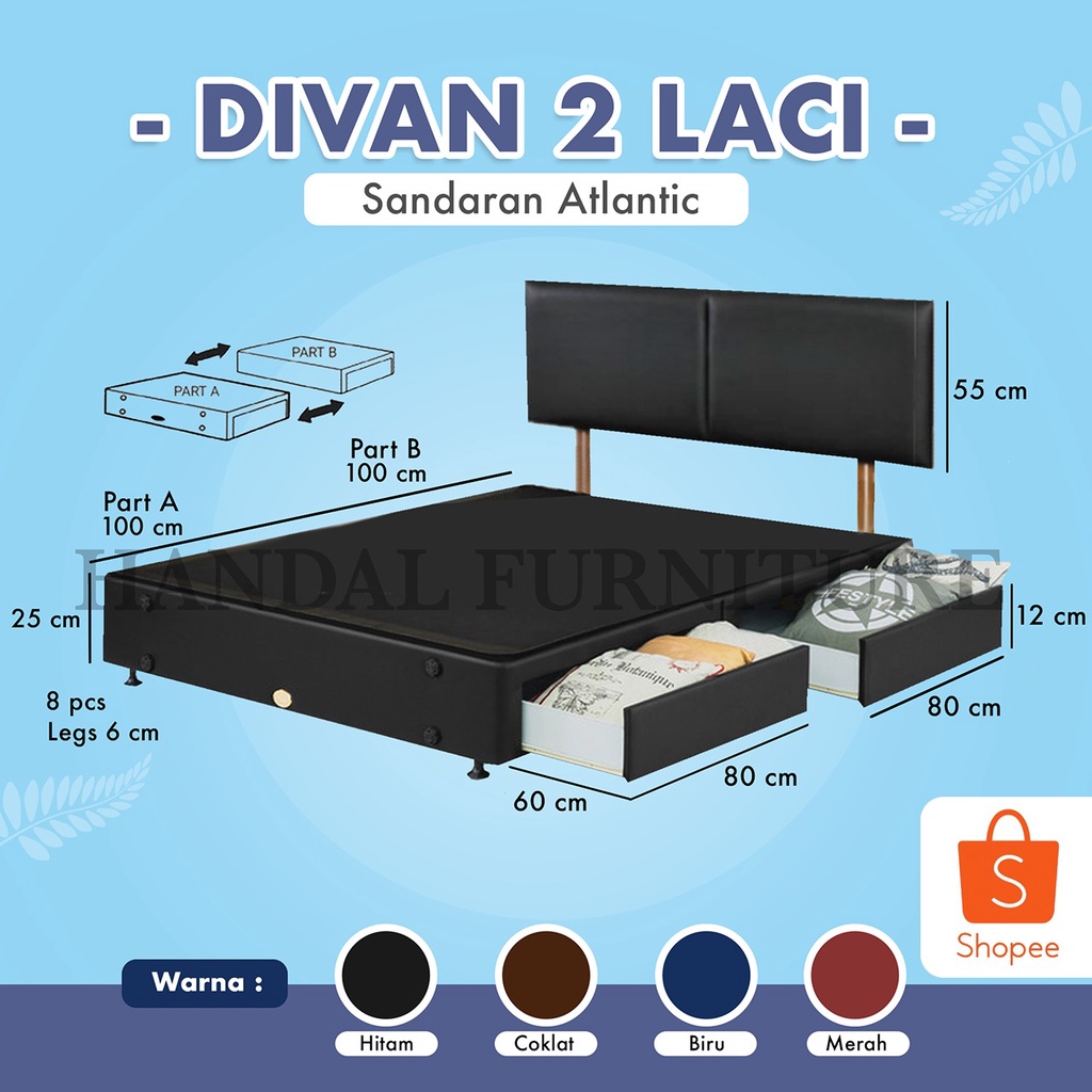 Jual Divan & Sandaran Atlantik Guhdo Drawer Horizontal Split (tanpa ...