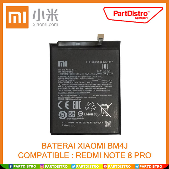 Jual BATERAI XIAOMI BM4J / REDMI NOTE 8 PRO (ORI) | Shopee Indonesia