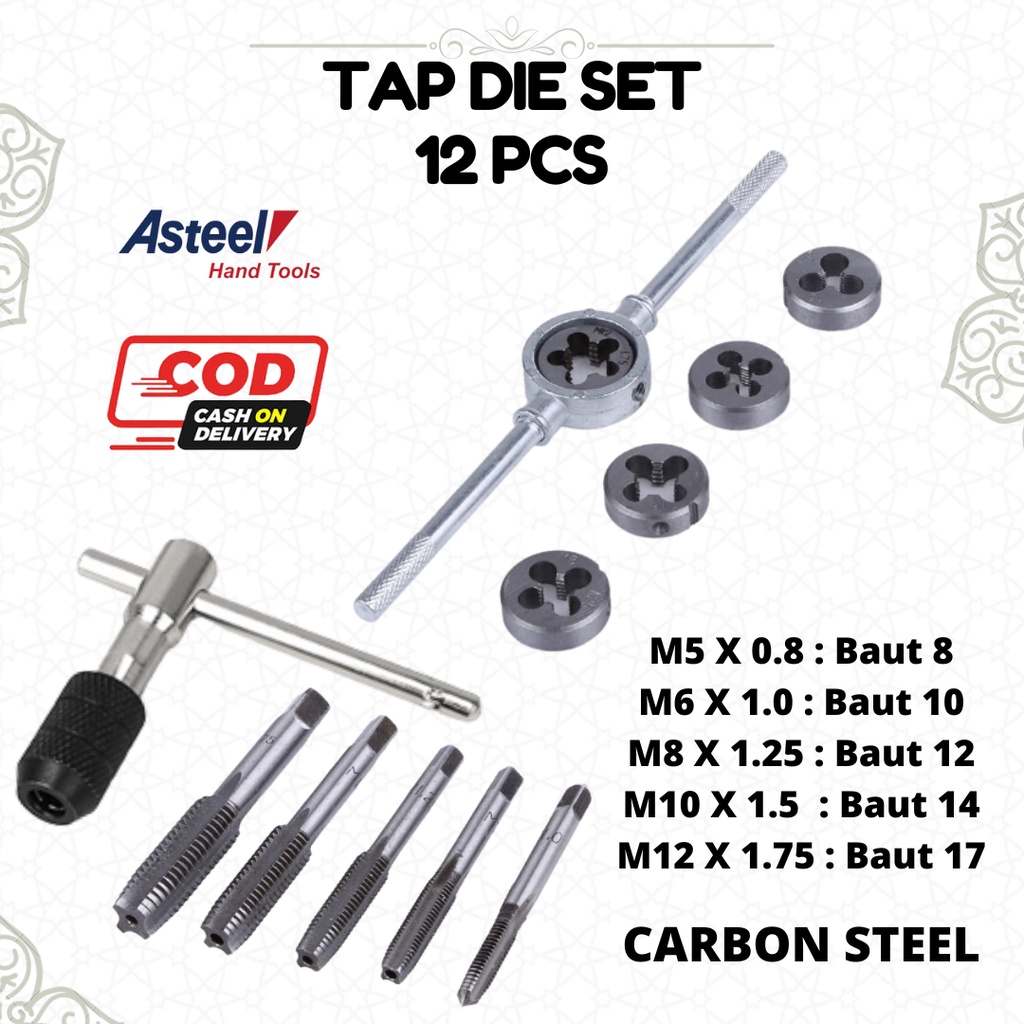 Jual ASTEEL Tap Die Set Alat Snai dan Tap Ulir Dart Mur Baut Alat Senai ...