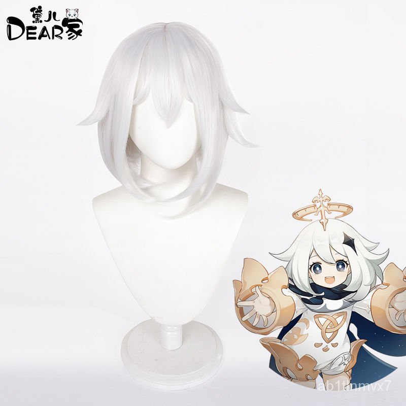Jual Genshin Impact Paimon Cosplay White Wig Hair Heat Resistant ...