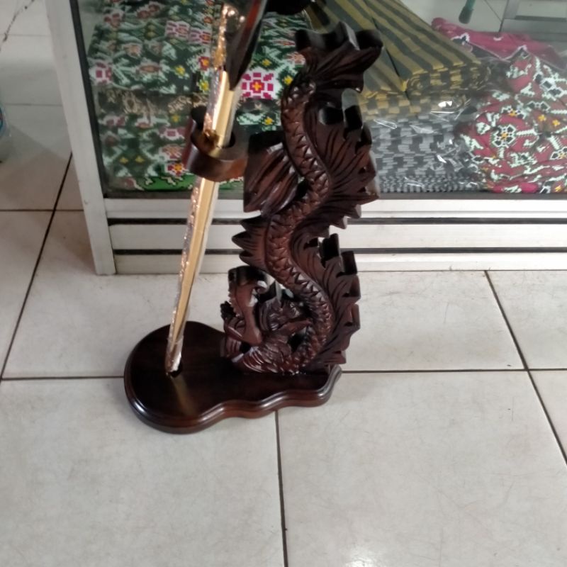 Jual Jagrak keris kayu jati ukir naga finishing plitur halus | Shopee ...