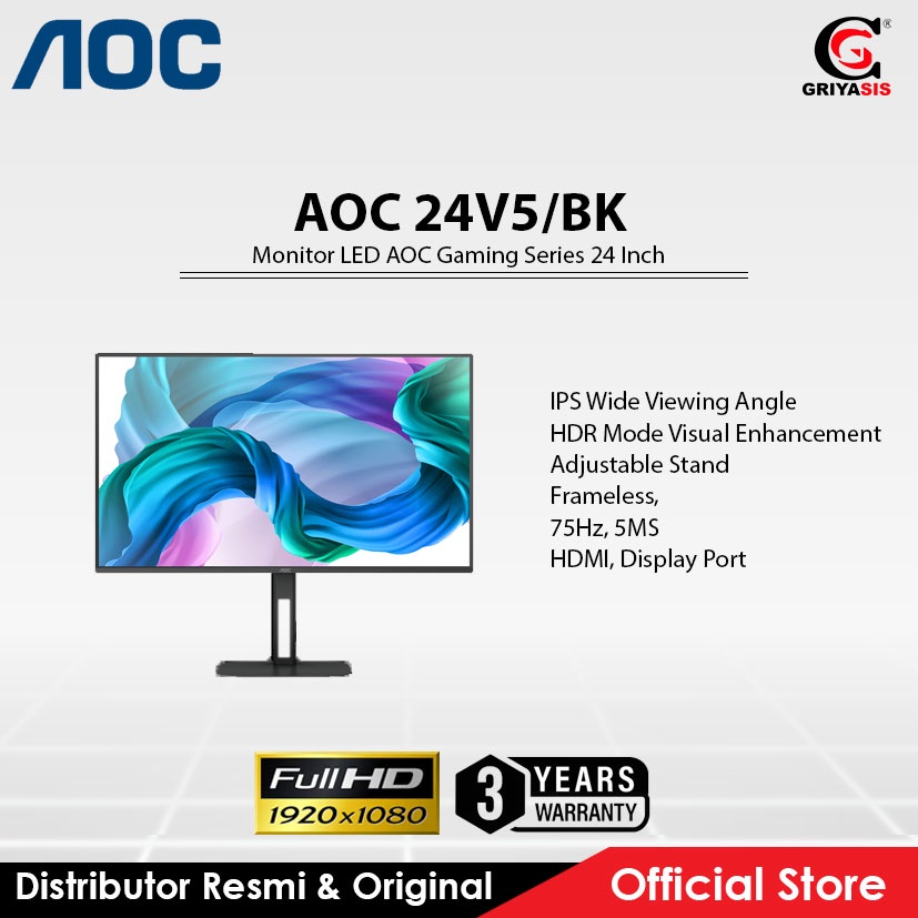 Jual Monitor LED AOC Gaming Series 24 Inch 24V5/BK | Shopee Indonesia