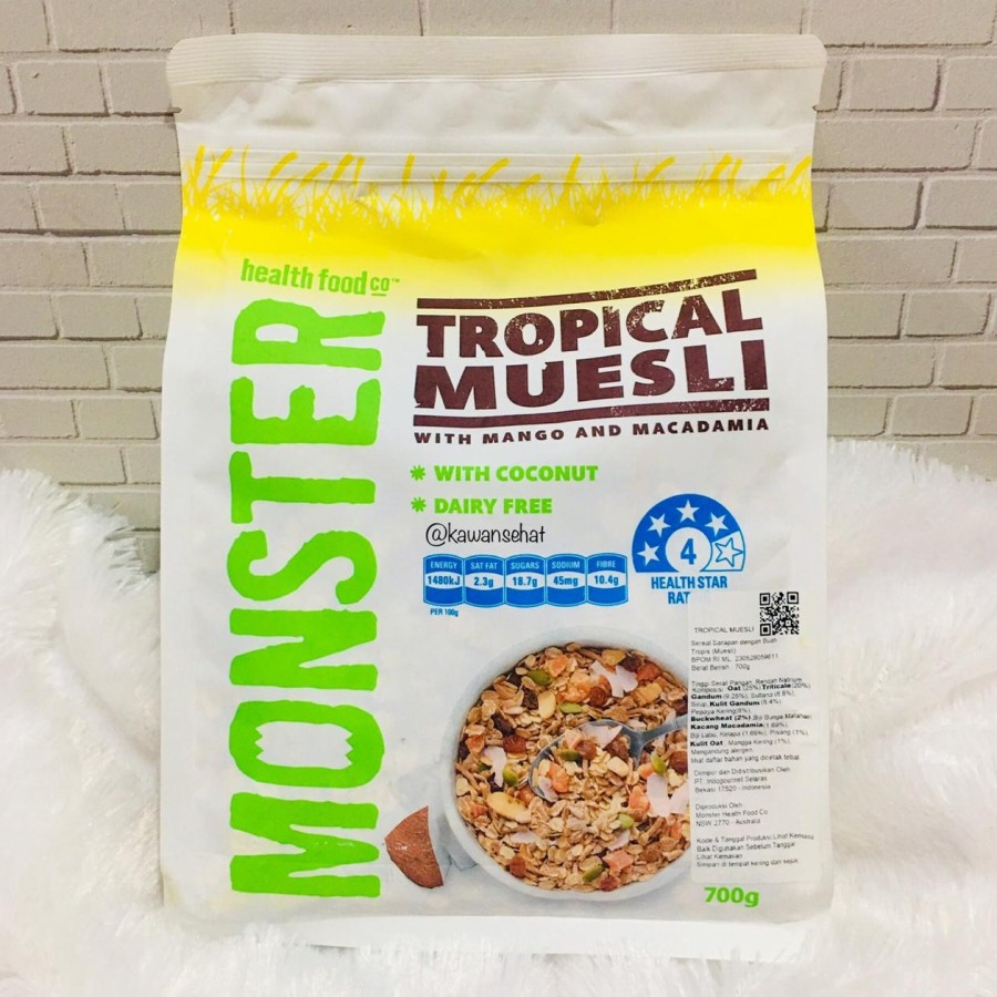 Jual Monster Tropical Muesli with Mango and Macadamia 700gr | Havermout ...