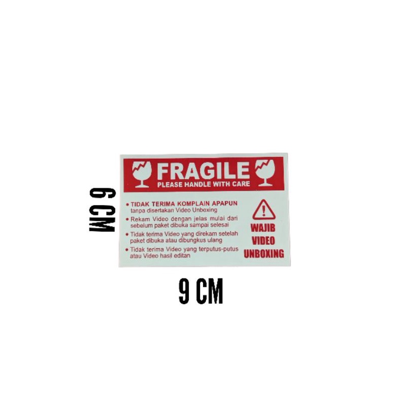 Jual 100 PCS STICKER FRAGILE & UNBOXING UKURAN 6 X 9CM MURAH | Shopee ...