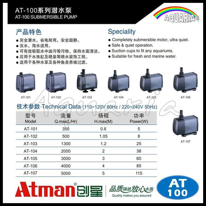 Jual EKSKLUSIF ATMAN WATER PUMP AT-104 POMPA CELUP AQUARIUM & KOLAM ...