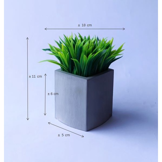 Jual [Abu] Artificial Greenery Leaves Greenly Plants Cement Potted ...