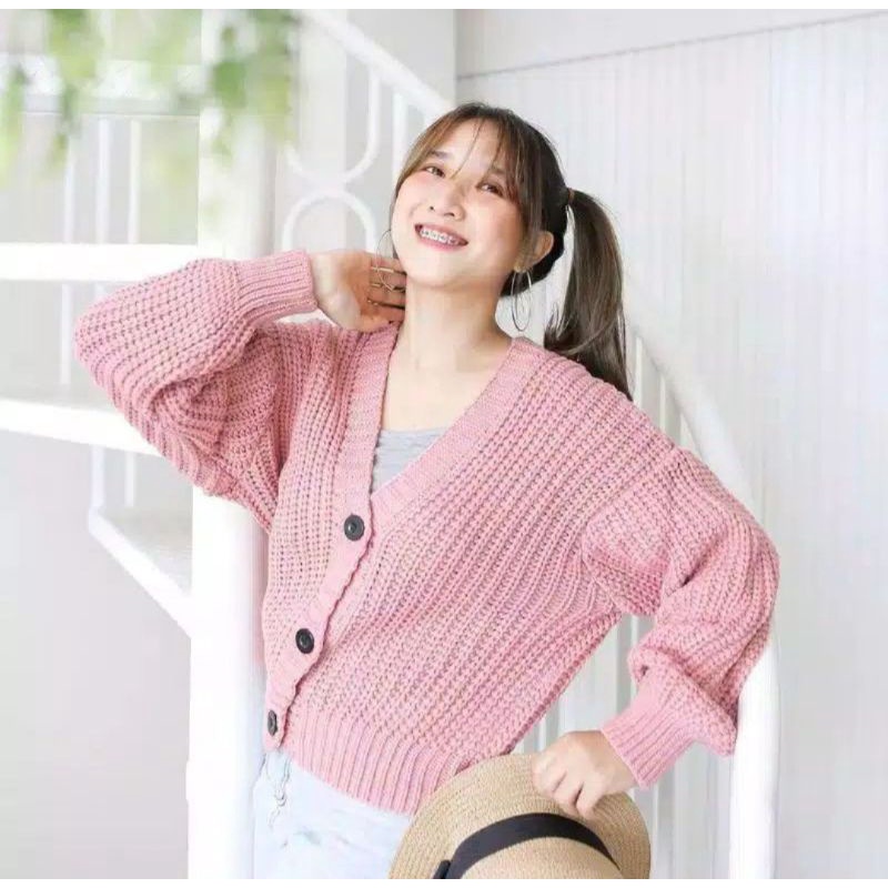 Jual Cardigan Rajut Crop Oversize Premium basic outwear (7 GET) kardigan rajut kro cardigan krop ...