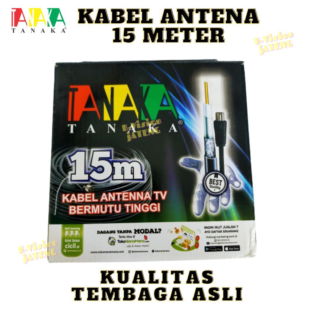 Jual Kabel Antena TANAKA 15 Meter Include Konektor UHF Jack TV | Shopee Indonesia