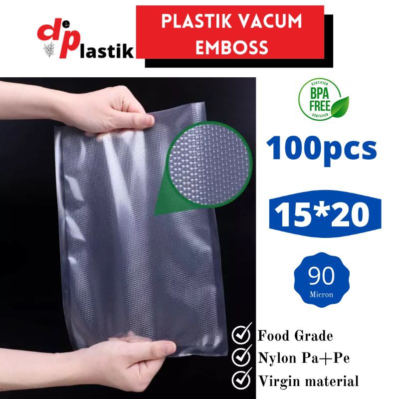 Jual Plastik vakum makanan EMBOSS 15x20 isi 100 / plastic vacuum emboss ...