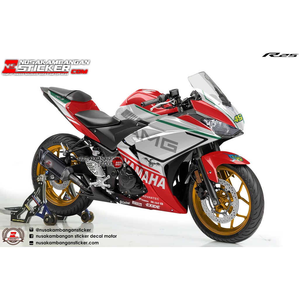 Jual Decal stiker Yamaha R25 Livery mv Agusta merah 3 | Shopee Indonesia