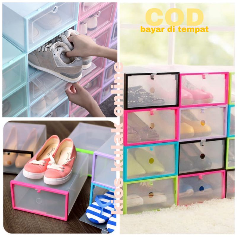 Jual KOTAK SEPATU TRANSPARANT TEBAL / SHOES STORAGE BOX / RAK SEPATU ...