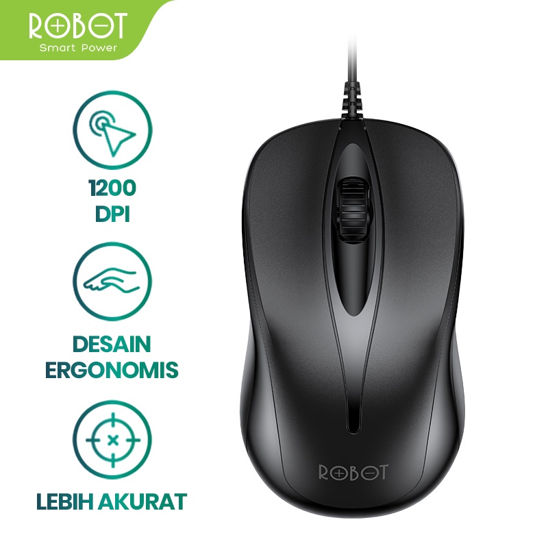 Jual Mouse Robot Office Mouse Wired USB Optical 1200 DPI M120 M110 M100 ...
