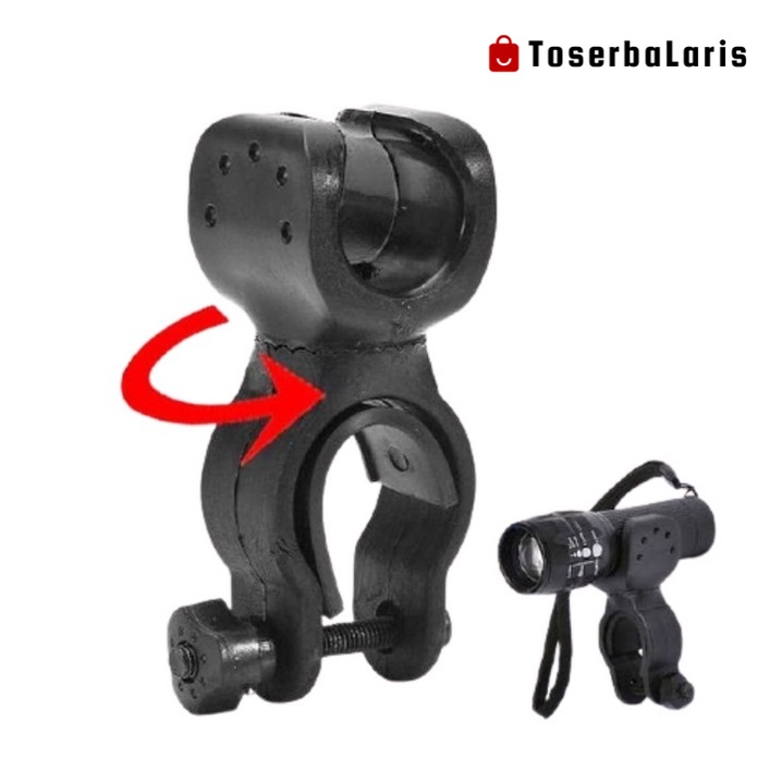 Jual Bracket Putar Holder Senter Sepeda Clamp Lampu Police Mounting 360 ...