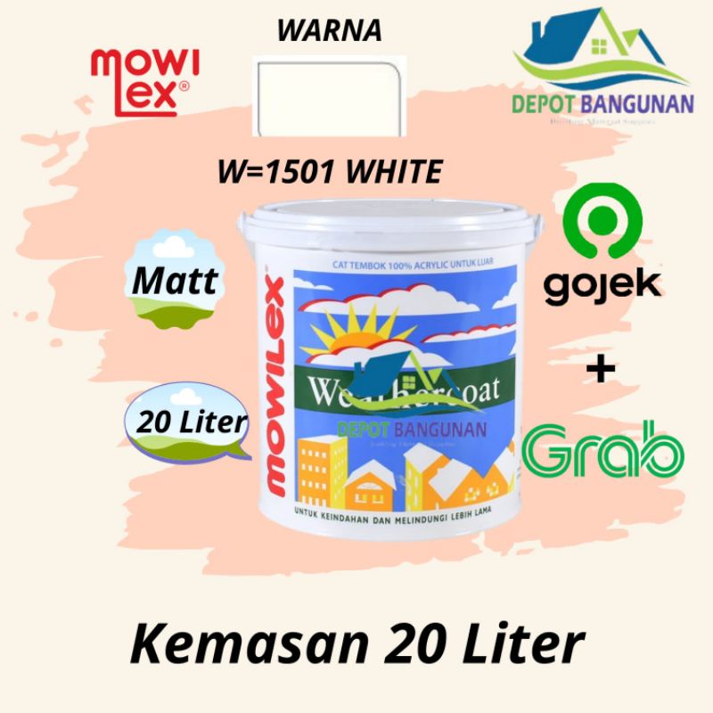Jual Cat Tembok Mowilex Weathercoat Exterior W 1501 White 2 5 Ltr