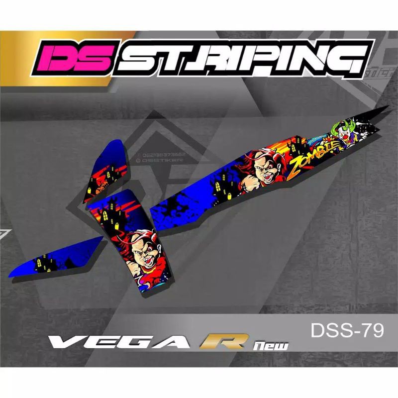 Jual 0079 striping striker list variasi vega r new motif animasi chucky ...