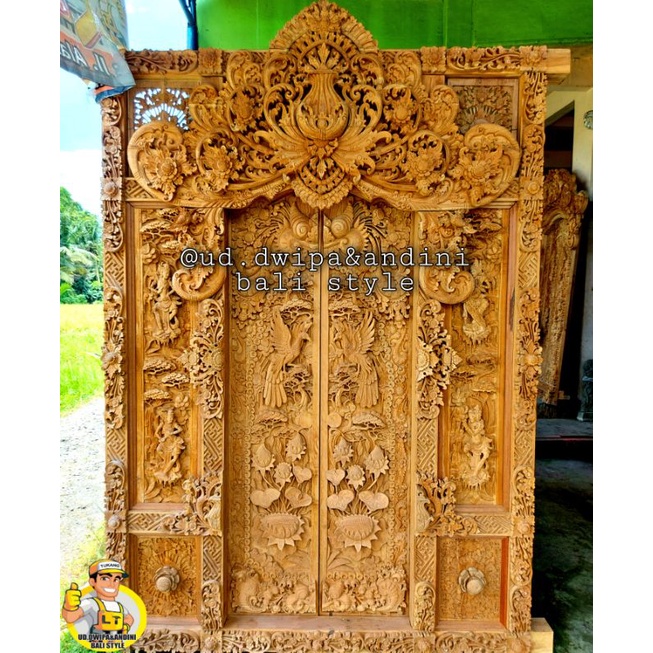 Jual gebyok bali full ukiran bali motif wayang kombinasi alam | Shopee ...