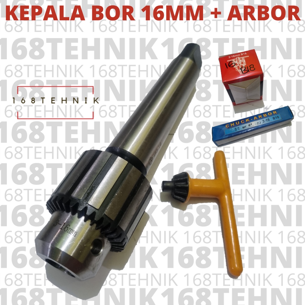Jual KEPALA BOR 16MM SET ARBOR MT3 B18 - CHUCK DRILL - KEPALA BOR ...