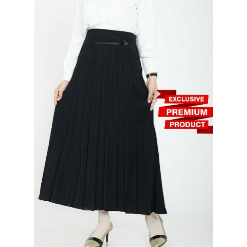 Jual Rok kerja rok sopan rok kantor bawahan hitam plisket panjang JUMBO ...