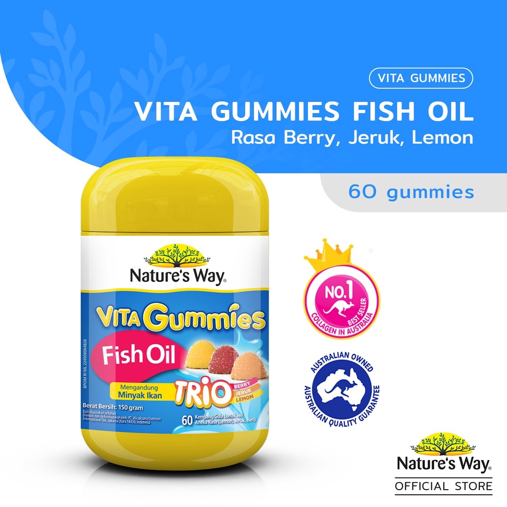 Jual Nature's Way Vita Gummies Fish Oil Trio For Kids 60gum BPOM ...