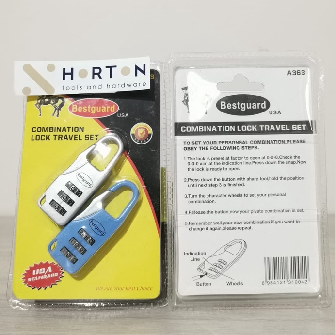 Jual GEMBOK KOMBINASI ISI 2 PCS - 3 DIGIT COMBINATION LOCK TRAVEL SET ...