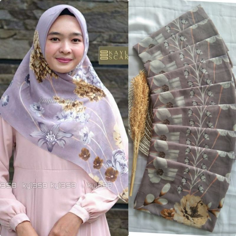 Jual HIJAB SEGI EMPAT VOAL MOTIF BUTTON ABU SOFT KERUDUNG JILBAB ...