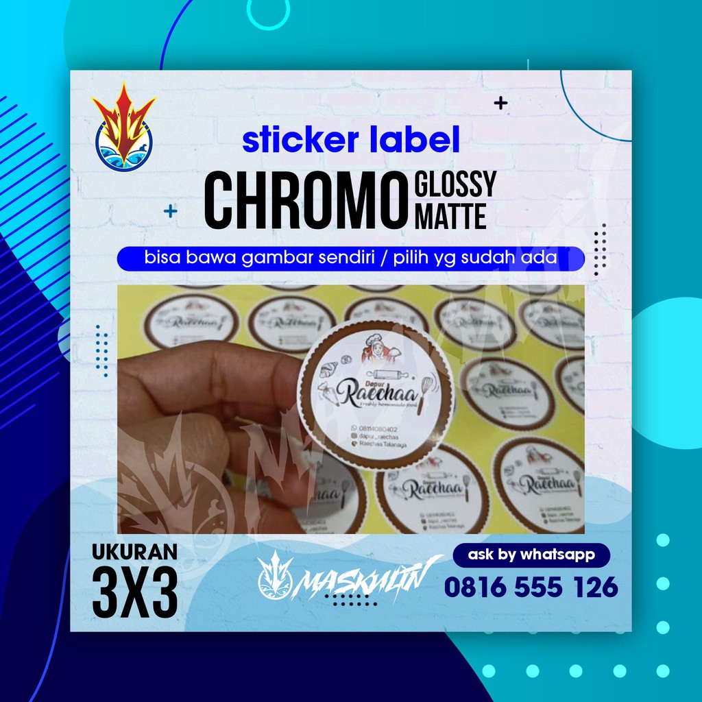 Jual stiker label 3x3 chromo laminasi glosy/ matte TOKO OLSHOP KUE ...