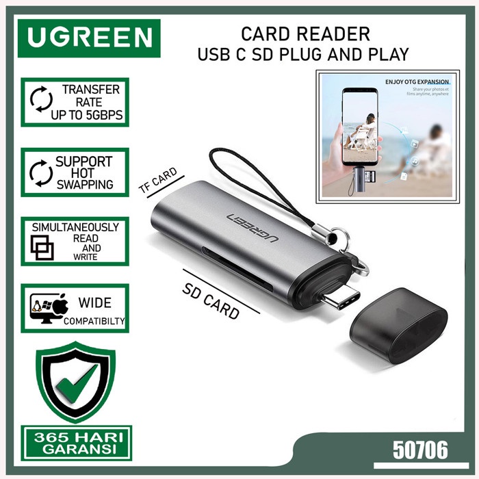 Jual Ugreen All In One Adaptor Card Reader 4 in 1 SD/TF/MS/CF USB 3.0 ...