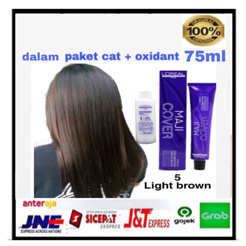 Jual L'oreal maji cover Cat rambut/pewarna rambut ( 5 light brown ...