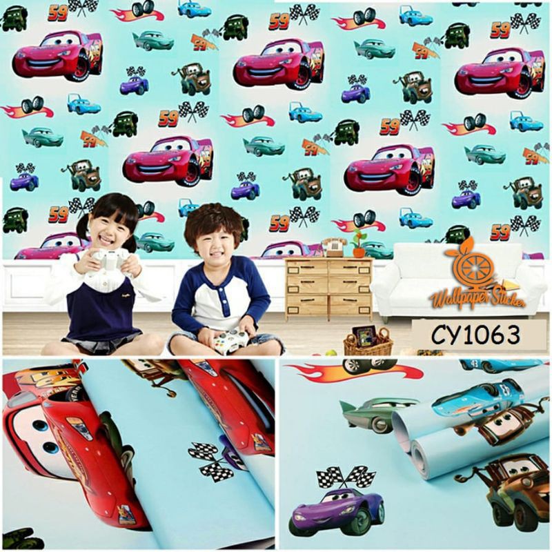 Jual CARS MCQUEEN wallpaper sticker dinding motif mobil anak ukuran 45 ...