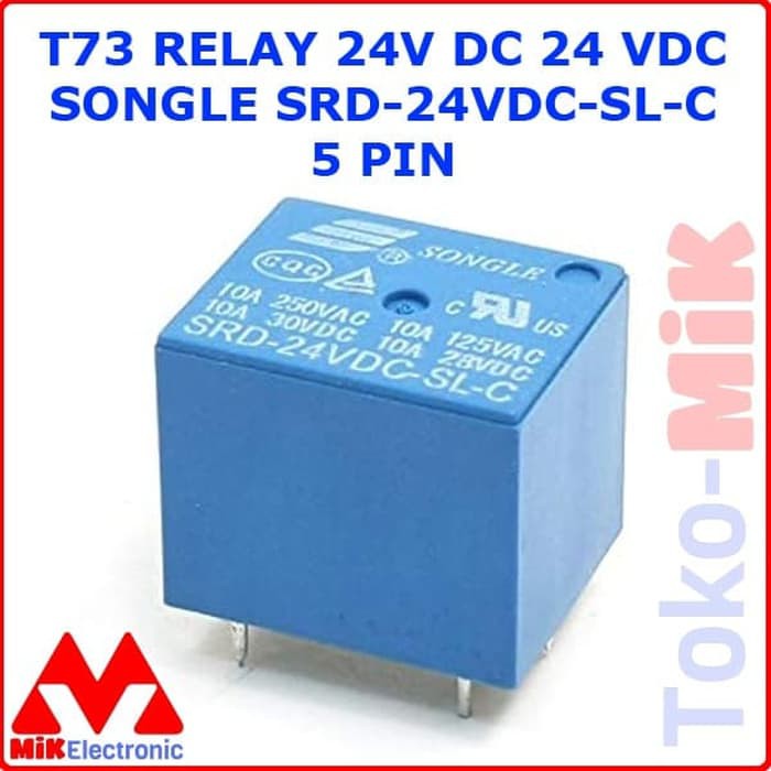 Jual T73 RELAY 24V DC SONGLE SRD-24VDC-SL-C 5 PIN DC CONTROL COIL ...