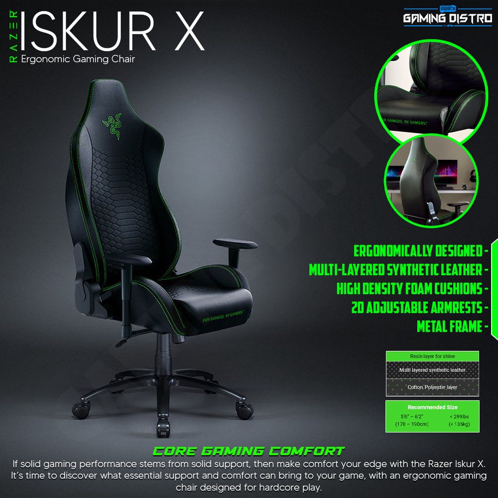 Jual Razer Iskur X Gaming Chair - Kursi Gaming Razer Iskur X | Shopee ...