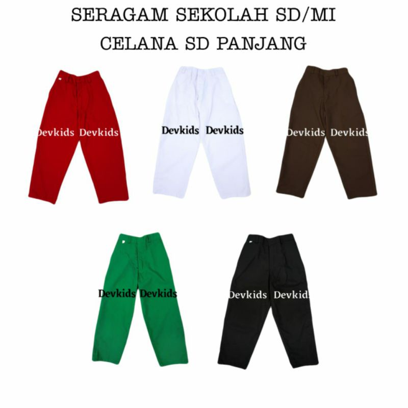 Jual CELANA PANJANG Sekolah SD Laki SD Seragam Sekolah SD Pramuka MI Warna MERAH PUTIH HITAM ...