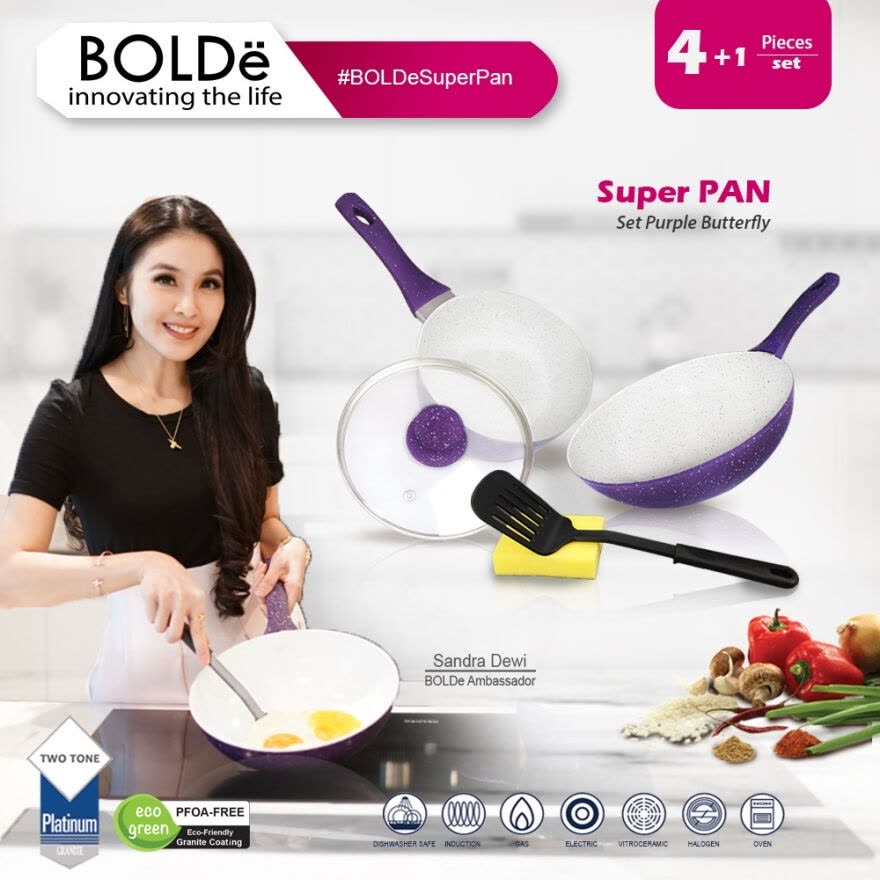 Jual BOLDE Super Pan set 5 pcs Keramik Purple | Shopee Indonesia