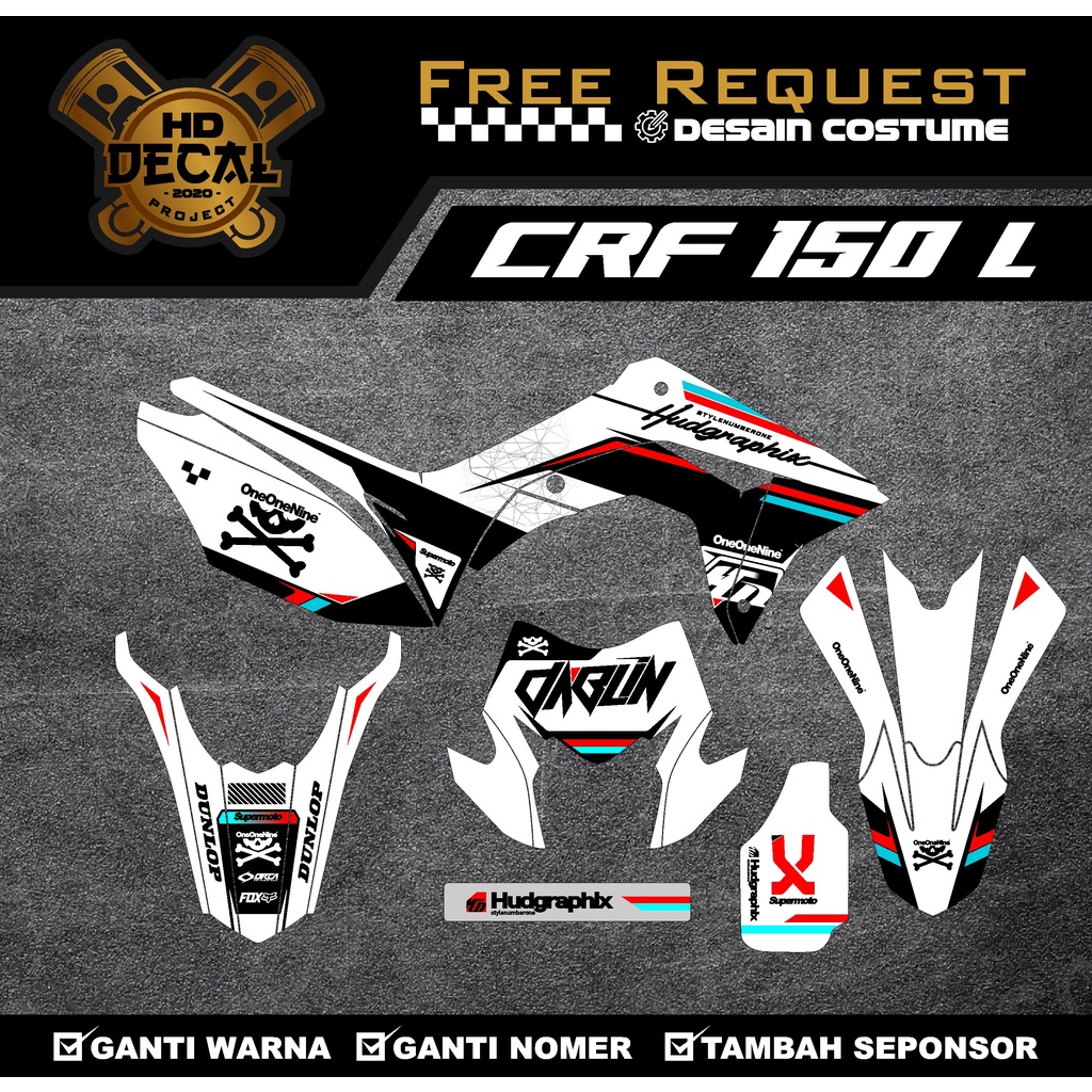 Jual DECAL STIKER HONDA CRF 150 L /DECAL KLX GORDON/WR155/KLX BF ...