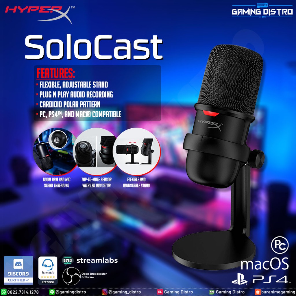 Jual Microphone HyperX SoloCast - HyperX SoloCast USB Gaming Microphone | Shopee Indonesia