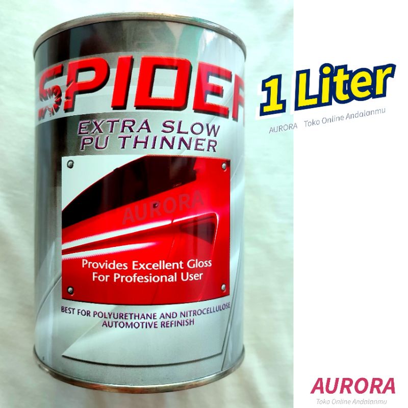 Jual Tiner PU Extra Slow SPIDER Thinner 1Liter Sepider Laba Laba Kwalitas Glossy lebih Unggul ...