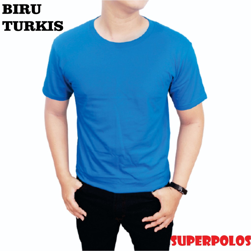 Jual BIRU TURKIS TURQUOISE PENDEK KAOS POLOS COMBED 30s KATUN PRIA ...