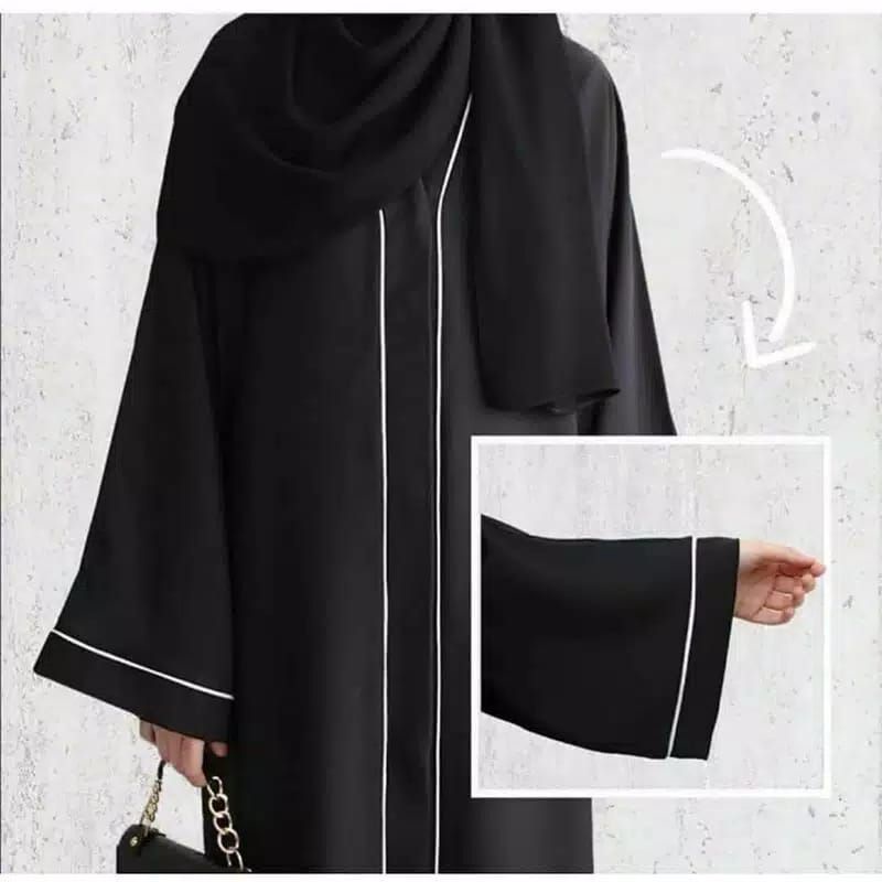 Jual Gamis Abaya Arab Hitam List Busui Bahan Jet Black Saudi Kwalitas Terjamin | Shopee Indonesia