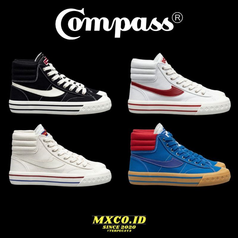 Jual [ORIGINAL] COMPASS RETROGRADE HIGH BLACK / CREAM / WHITE RED ...