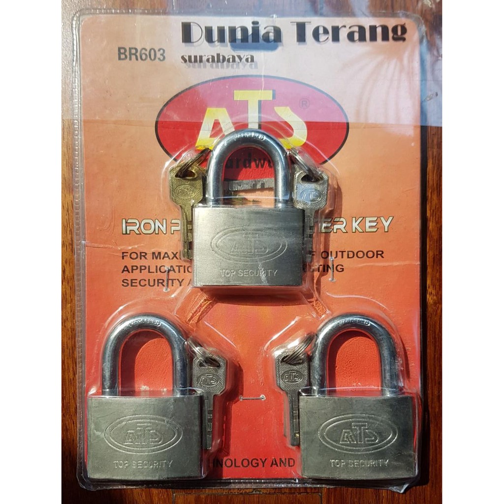 Jual Gembok Putih Master Key ATS uk 60mm isi 3pcs / Iron Padlock 60 mm ...