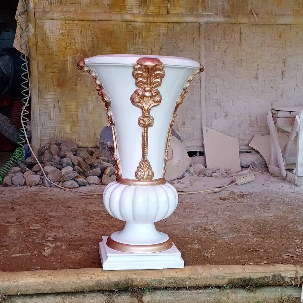 Jual POT BUNGA PELAMINAN DEKORASI FIBER MODEL GUCI TAMBANG | Shopee ...