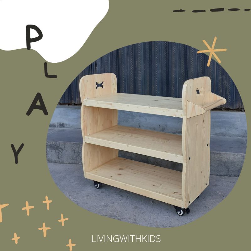 Jual WOODEN TROLLY / TROLI DAPUR KAYU / KITCHEN TROLLY / STORAGE TROLLY ...