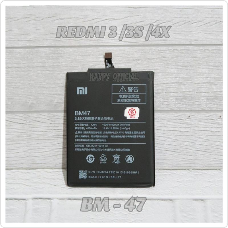 Jual BATERAI BATRE ORIGINAL REDMI 3/3S/4X ( BM-47 ) | Shopee Indonesia