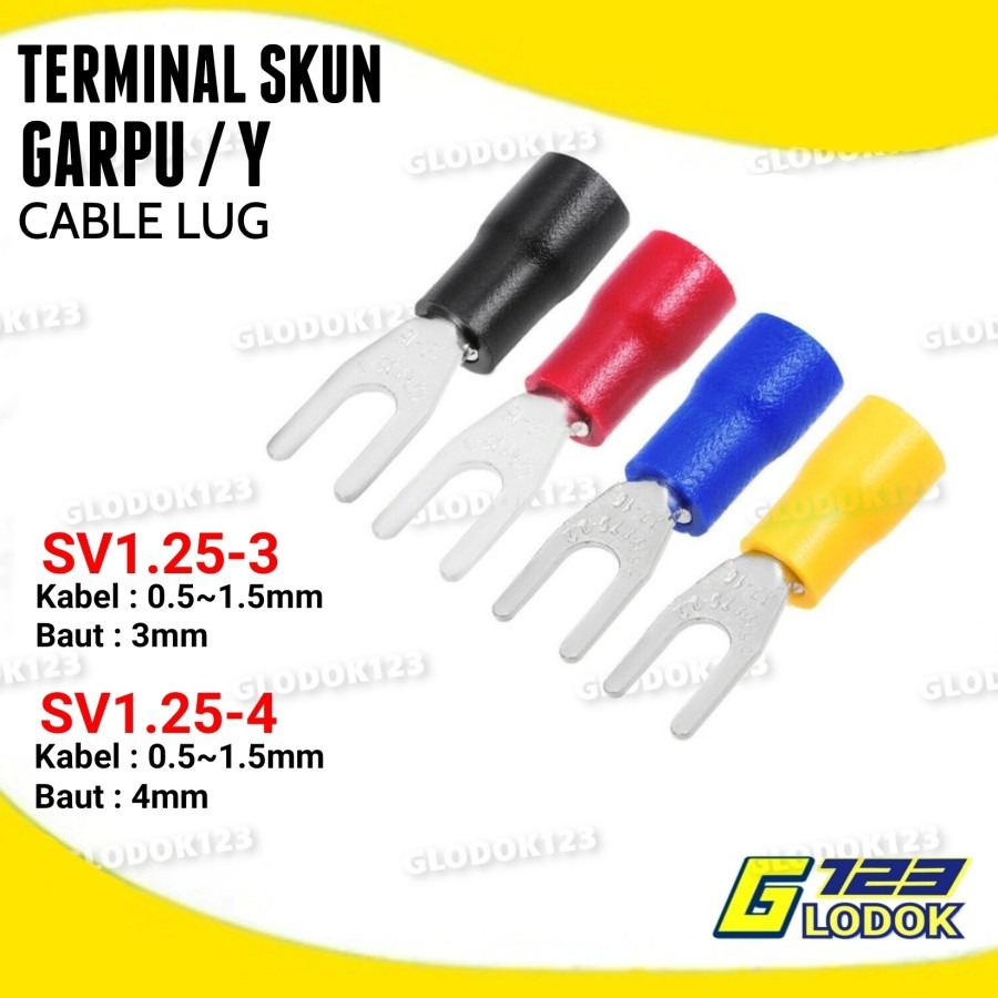 Jual Kabel Skun Y Fork Isolasi SV1.25-3 1.25-4 Cable Lug Terminal Sekun | Shopee Indonesia