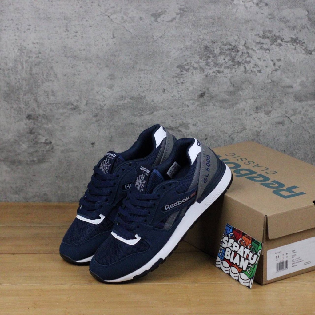 Jual Sepatu REEBOK GL 6000 Navy Grey White | Shopee Indonesia