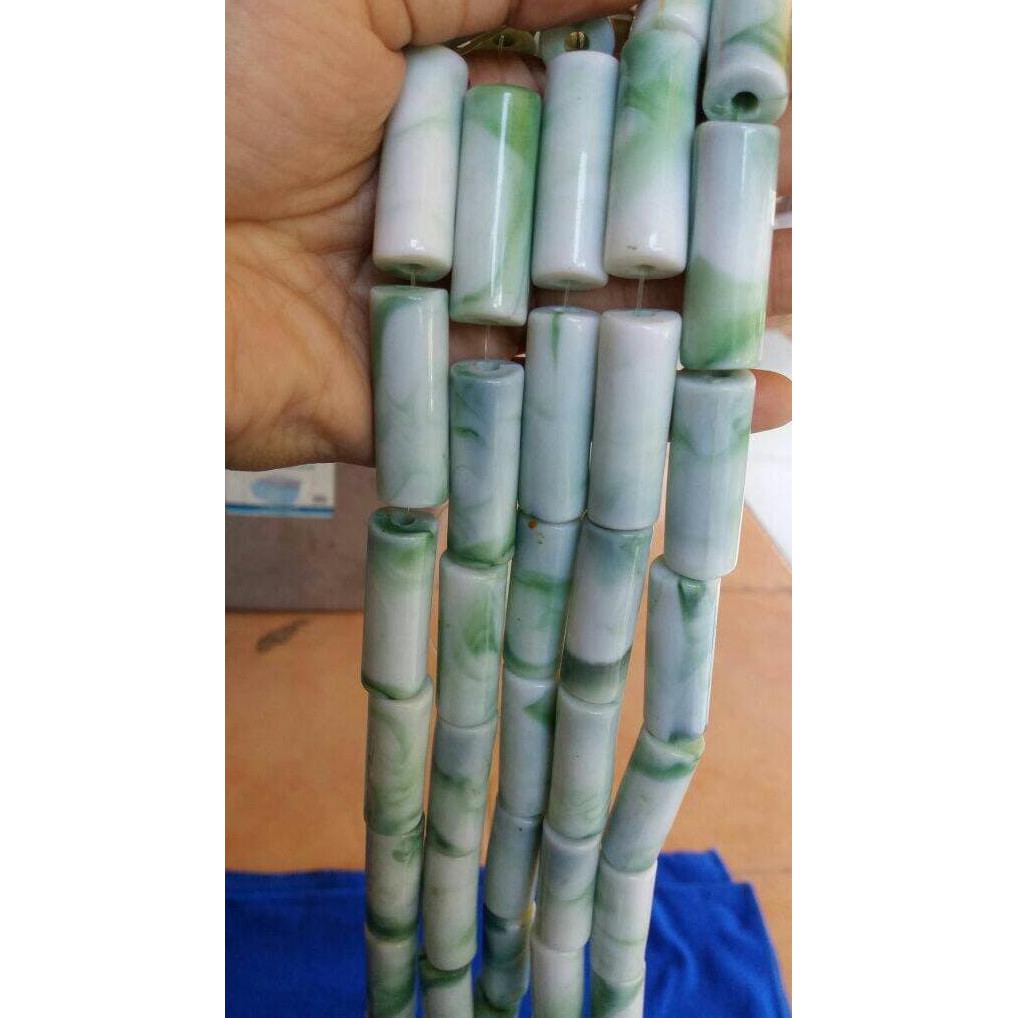 Jual MANIK MANIK AKRILIK MOTIF TABUNG PANJANG PUTIH + HIJAU ( 1 RENTENG ...