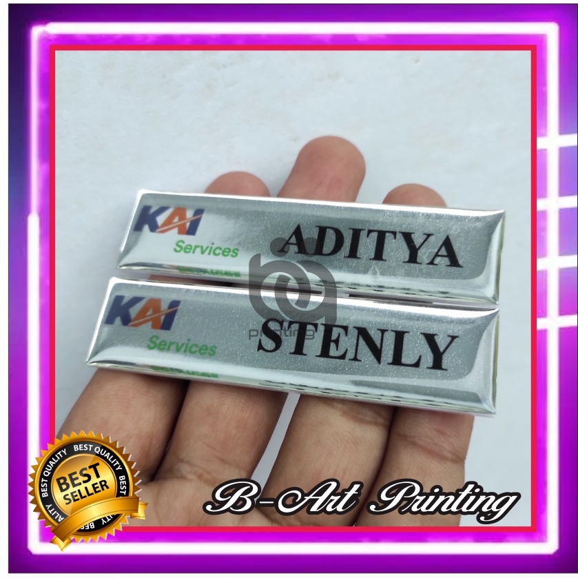 Jual Name Tag KAI Papan Nama Nama dada Gold Name Emas dan Silver ...