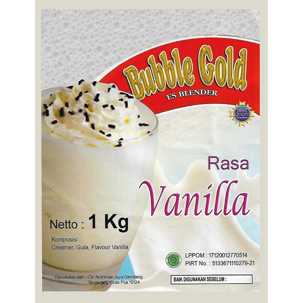 Jual KEMASAN 1KG BUBBLE GOLD VANILLA | SERBUK MINUMAN RASA VANILA 1KILO ...