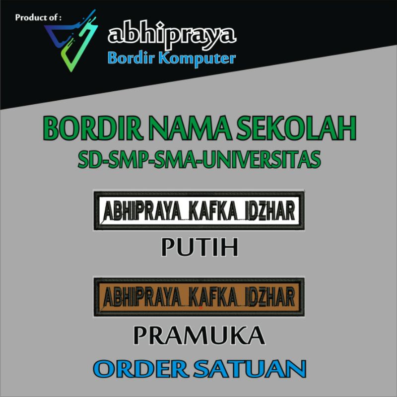 Jual BORDIR NAMA SEKOLAH SATUAN / EMBLEM NAMA / PATCH NAMA | Shopee ...