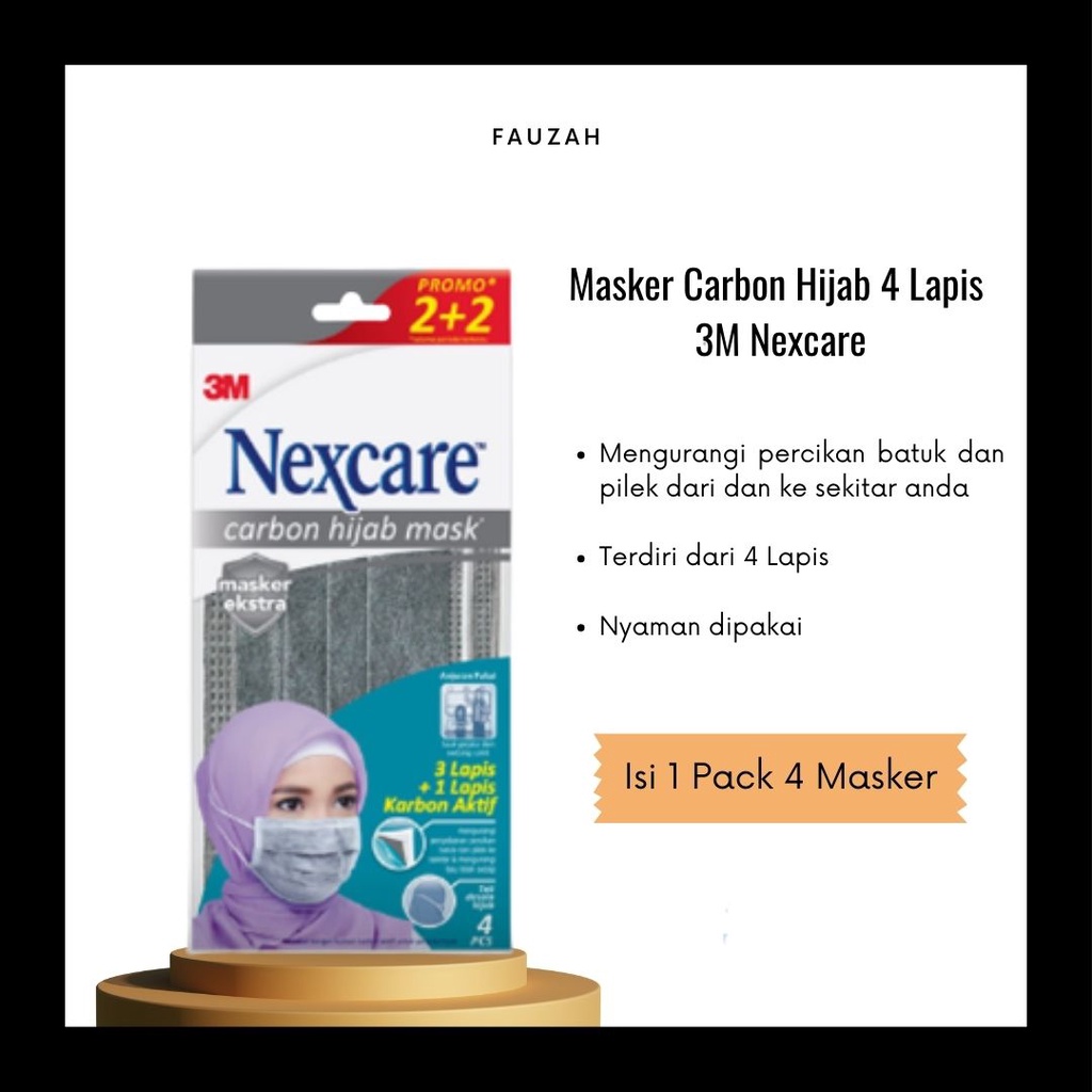 Jual Masker 3M Nexcare 4 Lapis Extra Carbon Hijab Headloop 4 Ply ...